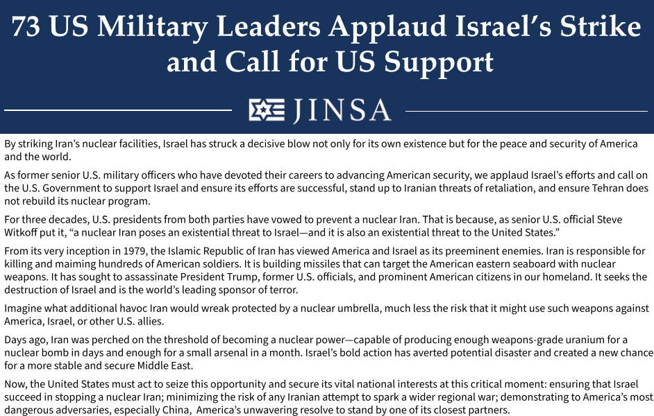 JINSA Letter Discussed on NewsNation Live (6.24.25) - JINSA
