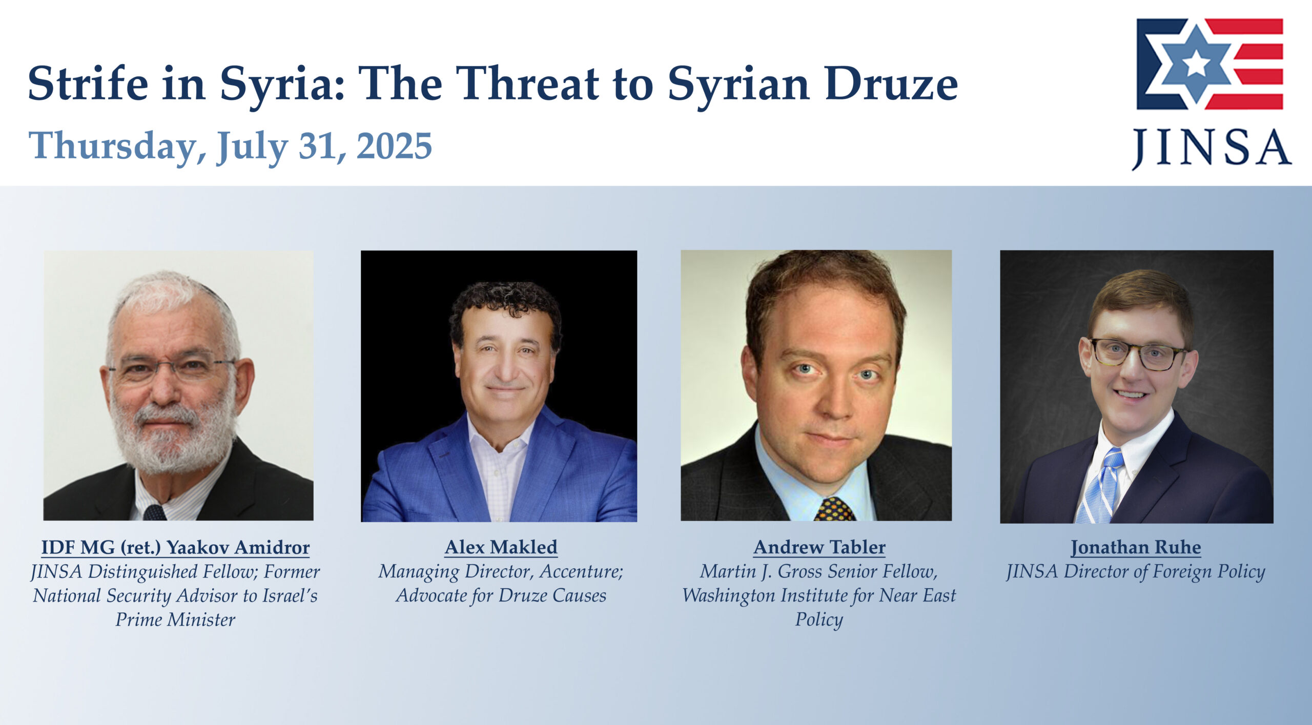 Watch Webinar - Strife in Syria: The Threat to Syrian Druze - JINSA