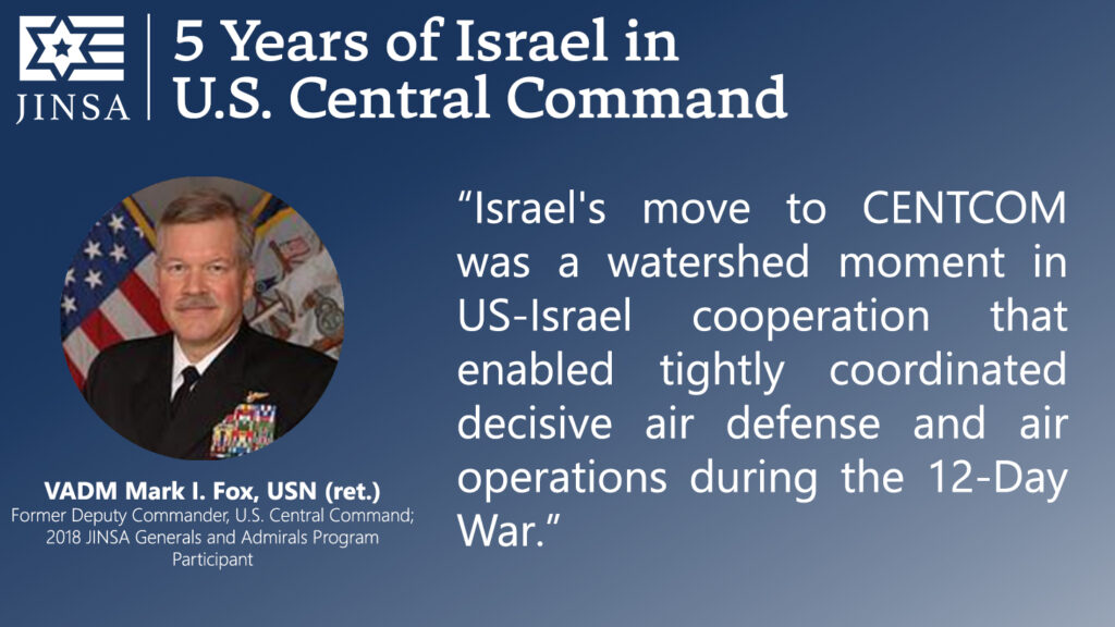 Five Years Since Israel’s Shift to U.S. Central Command - JINSA